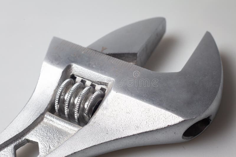 Mechanical Silver Wrench on a White Background Simple Stock Image ...