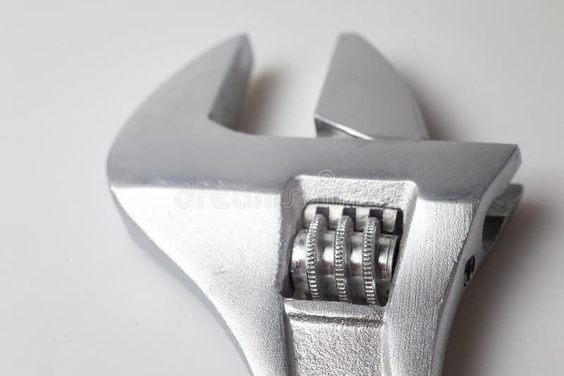 Mechanical Silver Wrench on a White Background Simple Stock Image ...