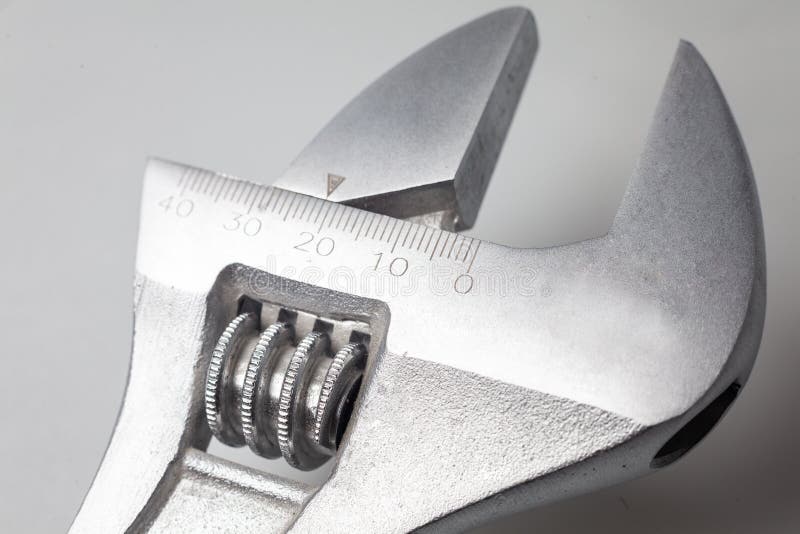 Mechanical Silver Wrench on a White Background Simple Stock Image ...