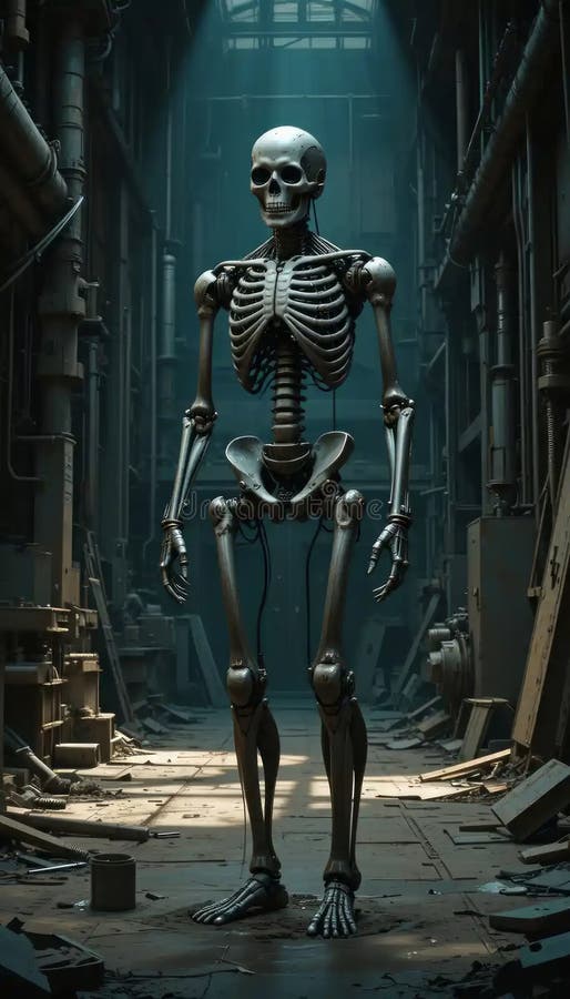 A Mechanical Skeleton in a Desolate Industrial Setting: a Digital Art ...