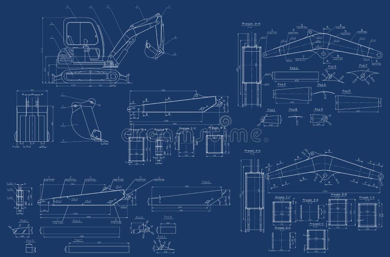 Mechanical Sketch with Gears Stock Illustration - Illustration of power ...