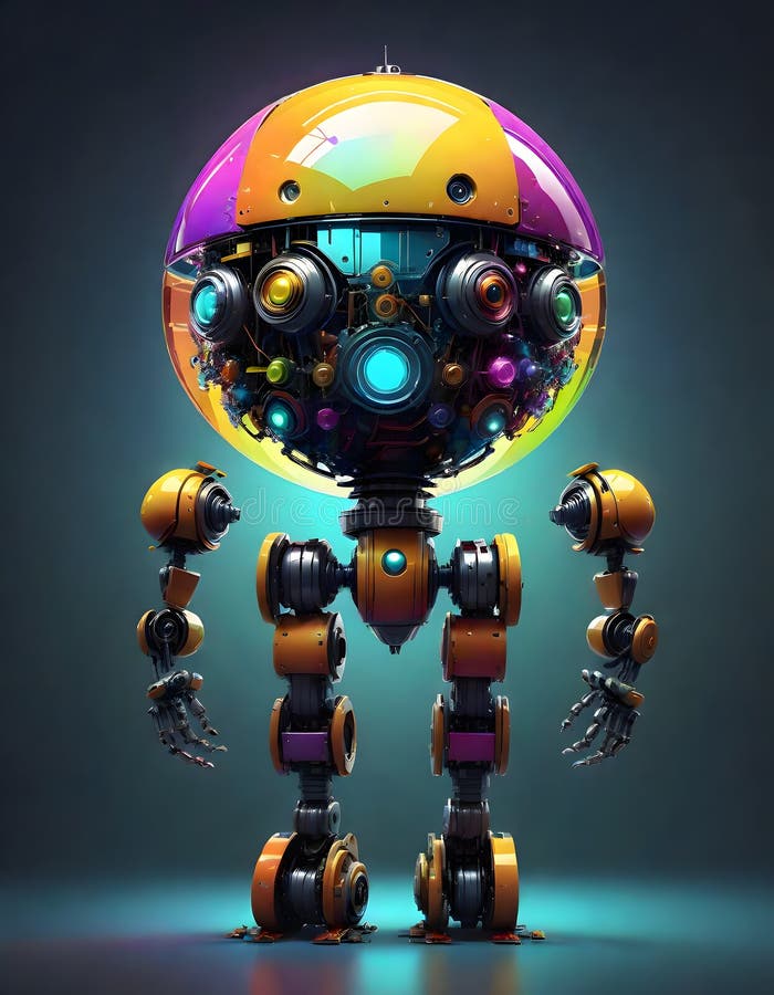 Mechanical Spherical Robot with Visible Joints and Segments, Generative ...