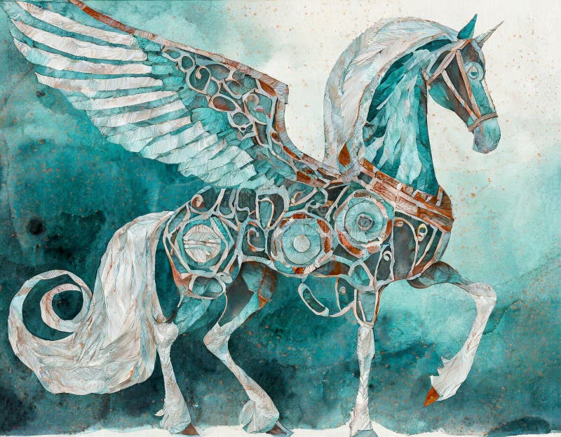A Mechanical Steed Combining Elements of a Horse and a Bird, Depicted ...