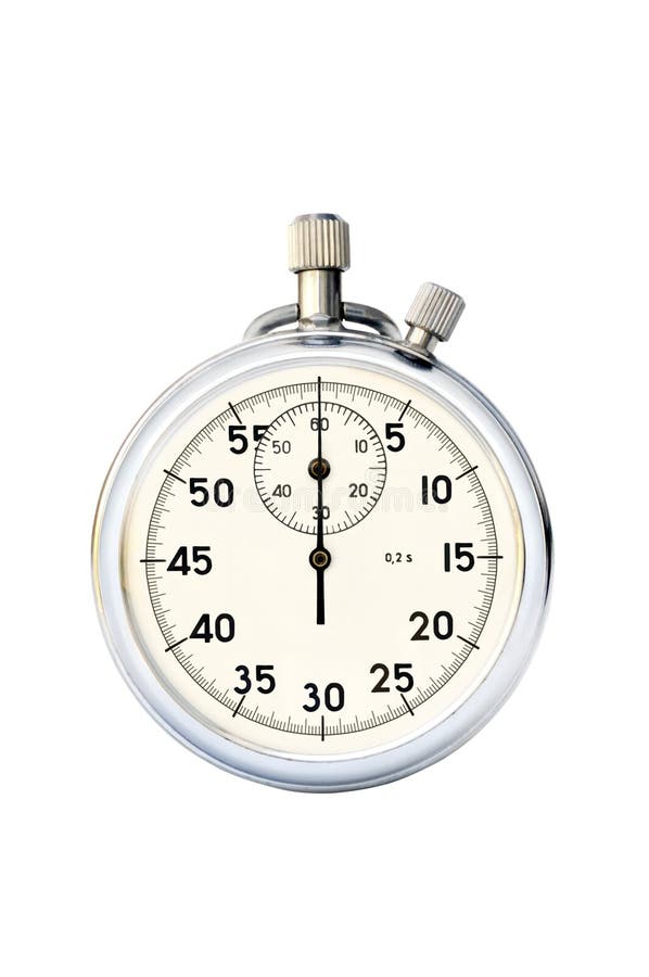 Stopwatch Mechanical Clock Timer Chrome Isolated Stock Photo - Image of ...