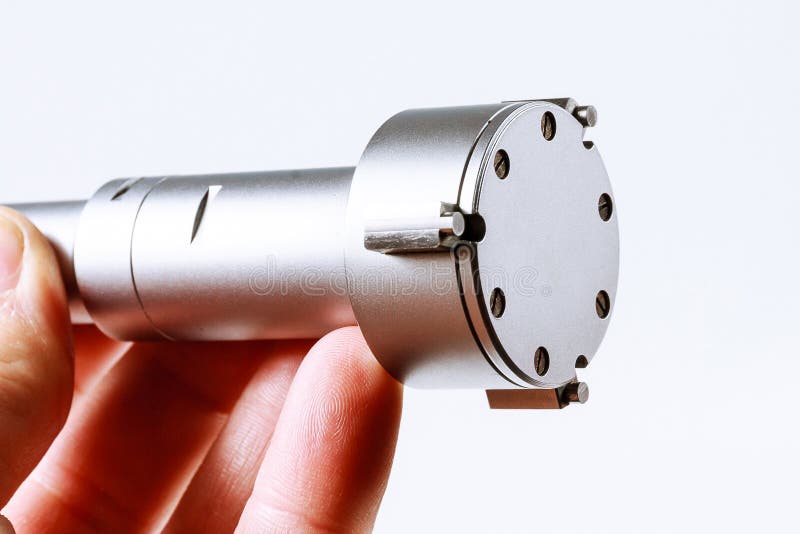 Mechanical Three-Point Internal Micrometer in Hand on a White ...