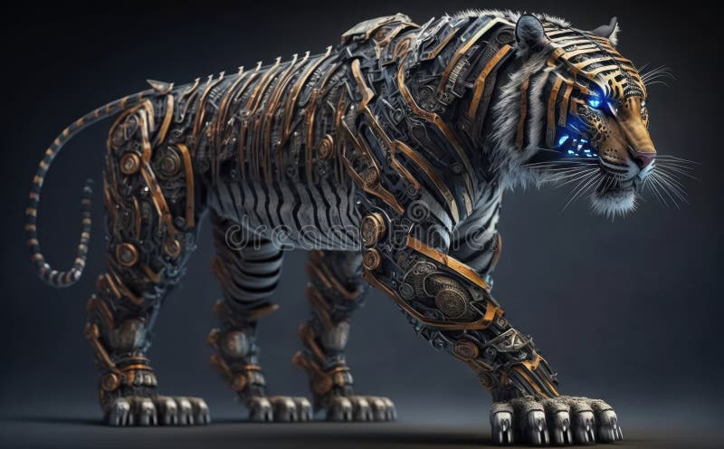Mechanical Tiger. Created by Generative Artificial Intelligence Stock ...