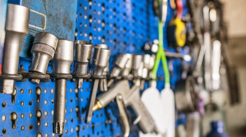 Mechanical Tools in a Car Workshop Stock Photo - Image of steel, tool ...