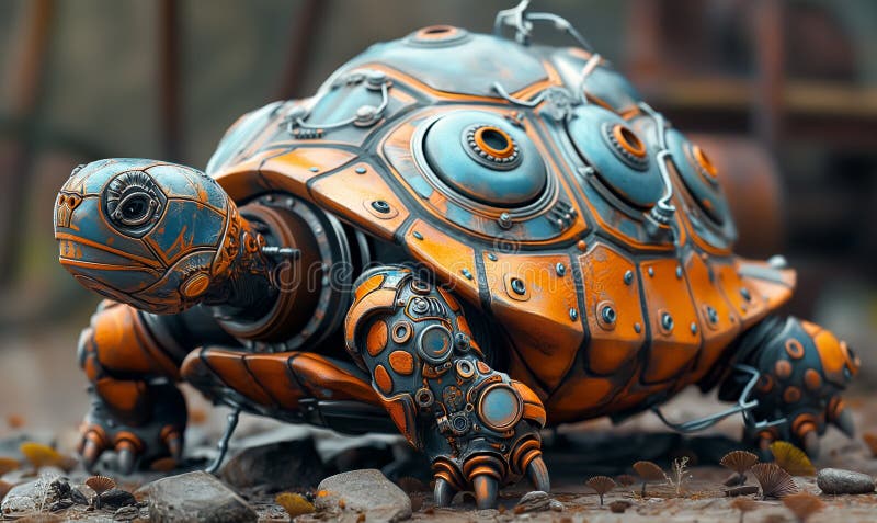 Mechanical Turtle on an Abstract Background. Stock Image - Image of ...