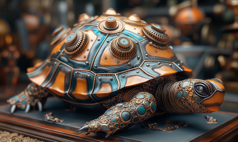 Mechanical Turtle on an Abstract Background. Stock Photo - Image of ...