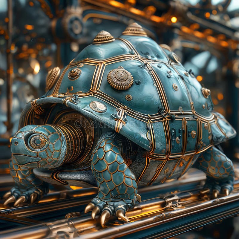 Mechanical Turtle on an Abstract Background. Stock Image - Image of ...