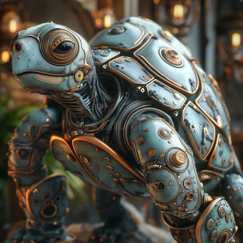 Mechanical Turtle on an Abstract Background. Stock Image - Image of ...