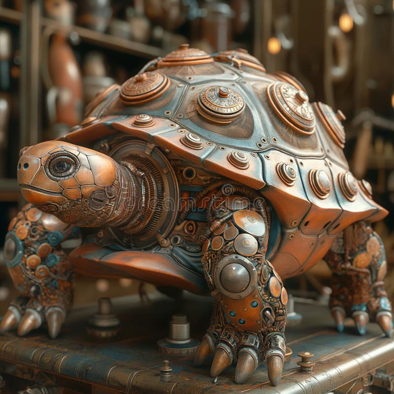 Mechanical Turtle on an Abstract Background. Stock Photo - Image of ...