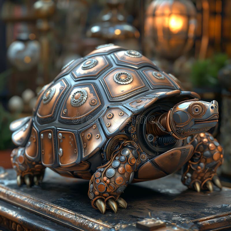 Mechanical Turtle on an Abstract Background. Stock Photo - Image of ...