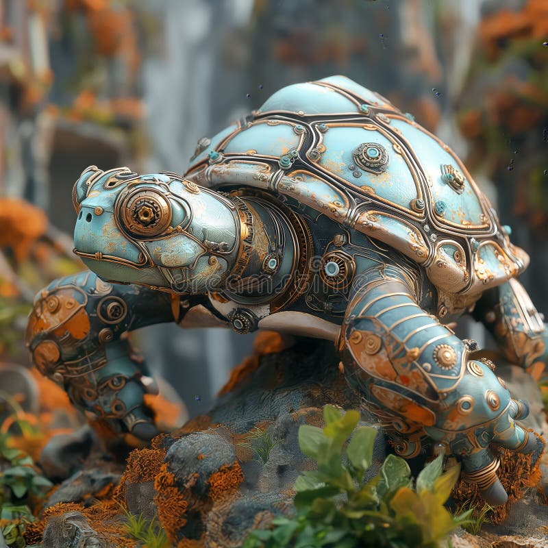 Mechanical Turtle on an Abstract Background. Stock Photo - Image of ...