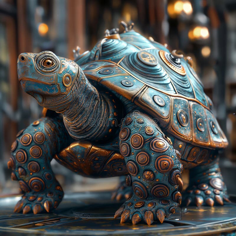 Mechanical Turtle on an Abstract Background. Stock Photo - Image of ...