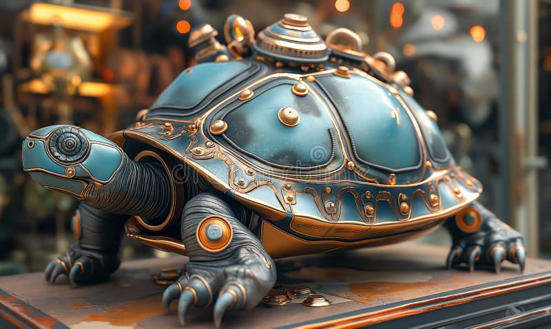 Mechanical Turtle on an Abstract Background. Stock Photo - Image of ...