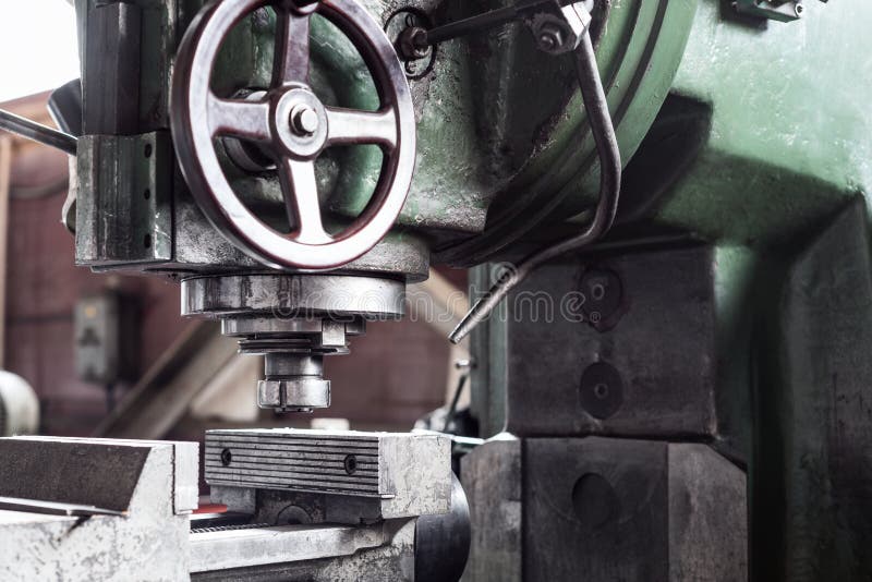 Mechanical Vertical Milling Machine. Stock Photo - Image of workpiece ...