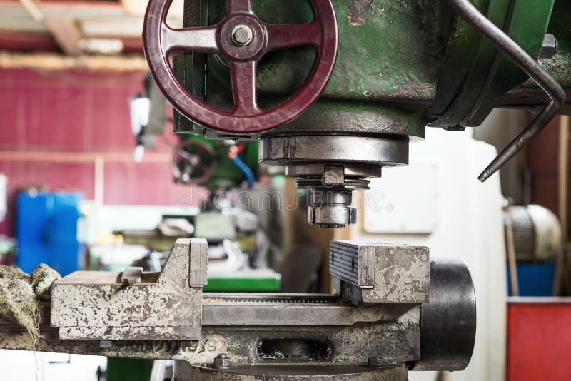 Mechanical Vertical Milling Machine. Stock Image - Image of green ...