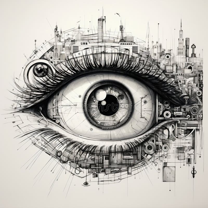 Mechanical Vision Concept Artwork. Generative Ai Stock Illustration ...