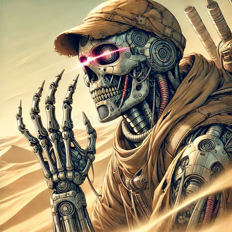 Mechanical Wanderer in Post-Apocalyptic Desert Stock Illustration ...