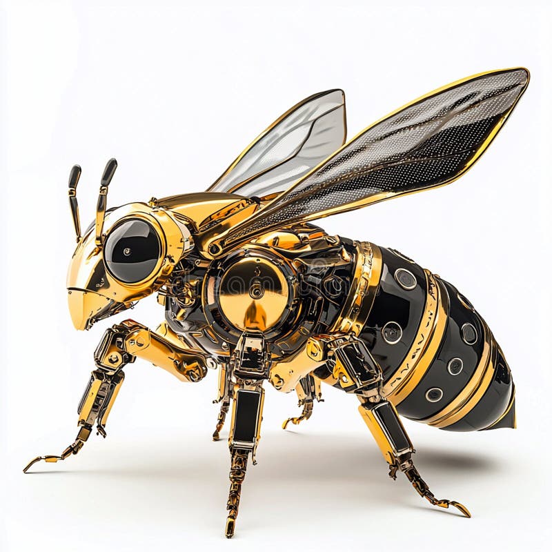 Mechanical Wasp Gold and Jet an Artistic Robot Insect Render Isolated ...