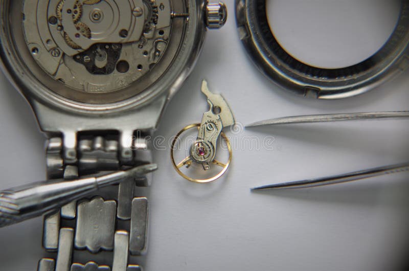 Mechanical Watch and Pendulum. Metal Clock Close-up View. Macro. Stock ...