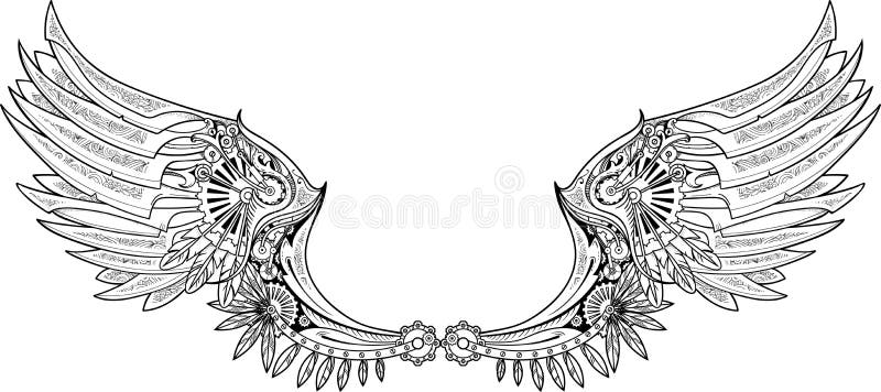 Mechanical Wings Made in Steampunk Style with Clockwork. Stock Vector ...