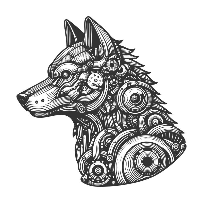 Mechanical Wolf Head in Steampunk Style Vector Stock Vector ...