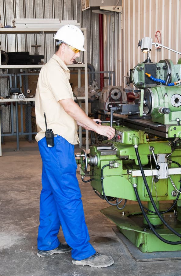 Industrial Area, the Mechanic Works at the Boring Machine Stock Photo ...