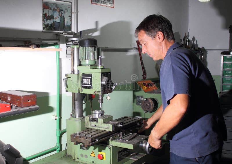 Mechanical Working in the Workshop on the Lathe Editorial Stock Image ...