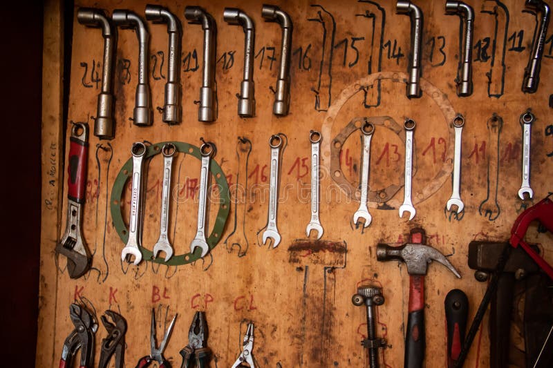 Mechanical Workshop and Old Rusty Tools on Board Editorial Stock Photo ...