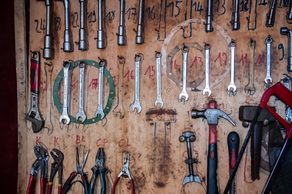 Mechanical Workshop and Old Rusty Tools on Board Editorial Stock Photo ...