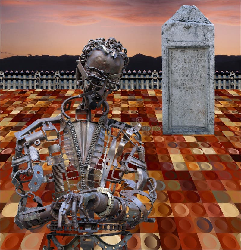 Mechanical Zombie in Future Town Stock Photo - Image of colorful ...