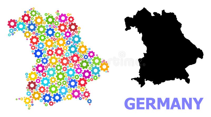 Mechanics Collage Map of Germany of Multi-Colored Gears Stock ...