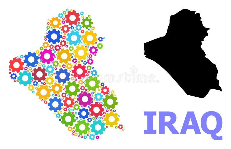 Mechanics Collage Map of Iraq with Multi-Colored Gears Stock Vector ...