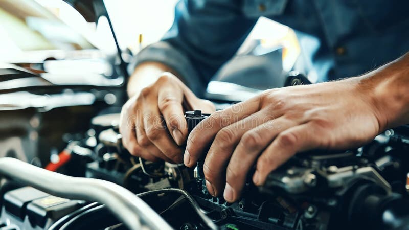 Mechanics Hands Repairing Car Engine in Garage Stock Footage - Video of ...