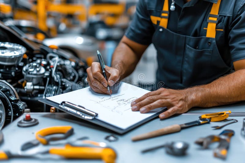 Mechanics Hands Skillfully Sketching Designs on Paper, Surrounded by ...