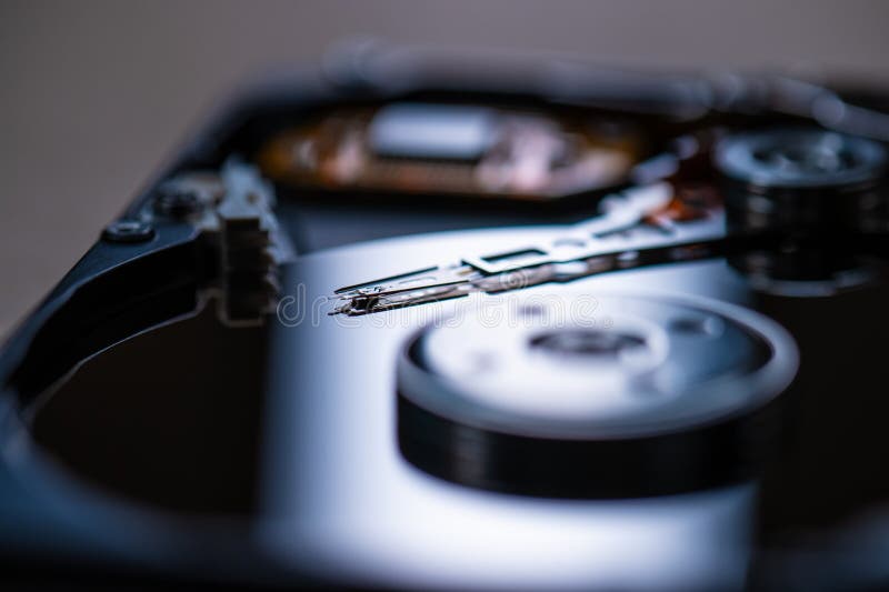 Mechanics Inside a Hard Disk Drive with Platter and Read Write Head ...