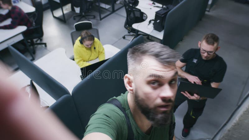 Mechanics Set Up Secutiry Camera Using Laptop Stock Video - Video of ...