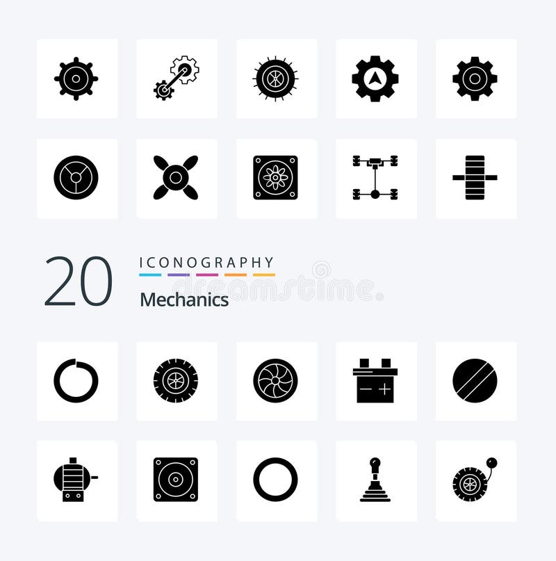 20 Mechanics Solid Glyph Icon Pack Like Fan Engine Repair Electric ...