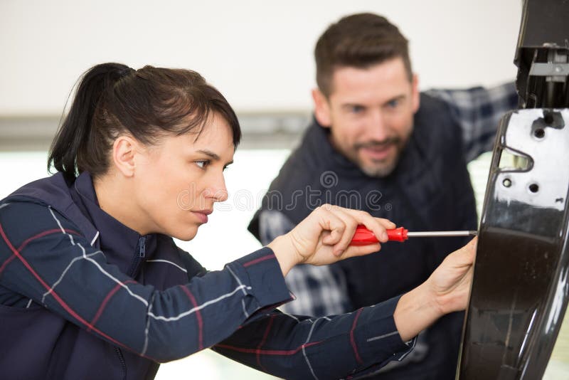 Mechanics Working on Car Bodywork Stock Photo - Image of maintenance ...