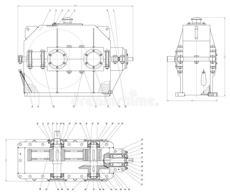 Mechanische schets stock illustratie. Illustration of motor - 11787689