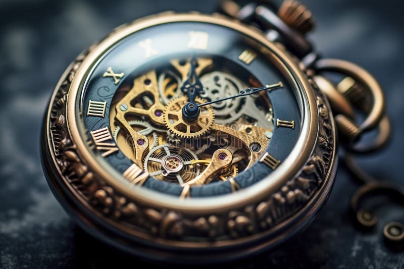Mechanism of an Analog Clock, Interior of a Pocket Watch. Ai Generated ...