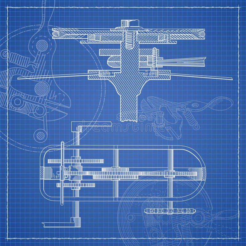 Mechanism Blueprint Stylized Draft. Stock Vector - Illustration of ...