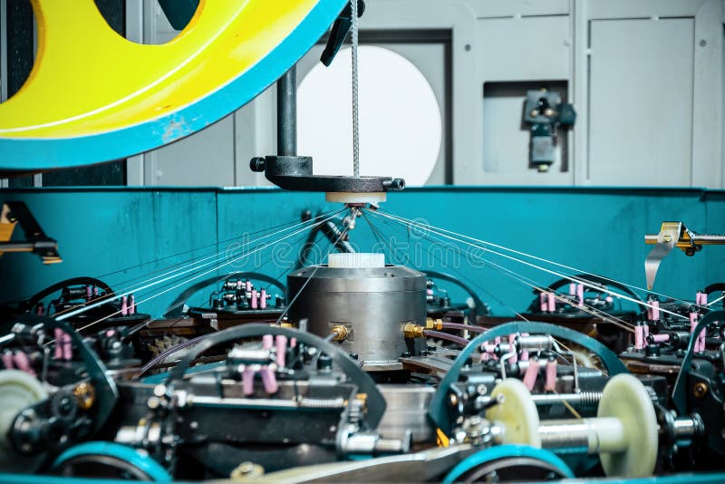 The Mechanism of a Braiding Machine Close-up. Stock Image - Image of ...