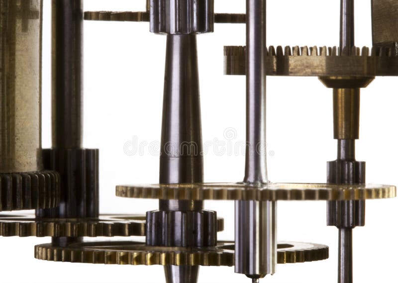 Antique Skeleton Clock Isolated on White Stock Photo - Image of inside ...