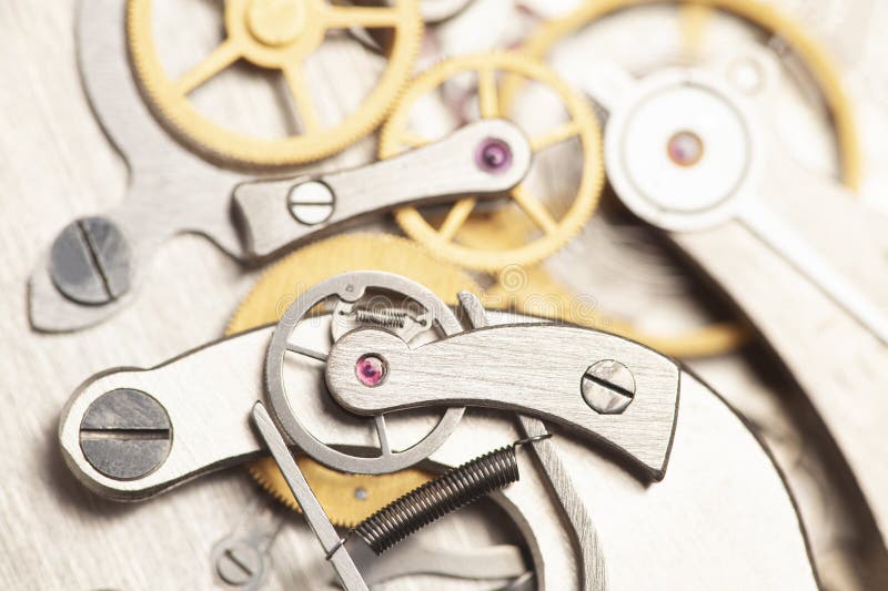 Mechanism, Clockwork of a Stopwatch Close-up. Time, Work Concept Stock ...