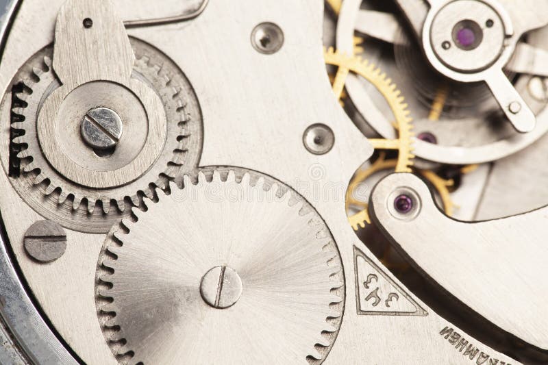 Mechanism, Clockwork of a Stopwatch Close-up. Time, Work Concept Stock ...