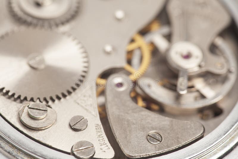 Mechanism, Clockwork of a Stopwatch Close-up. Time, Work Concept Stock ...
