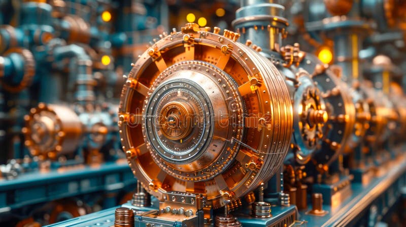 The Mechanism of the Engine. Industrial Backgroun Stock Illustration ...